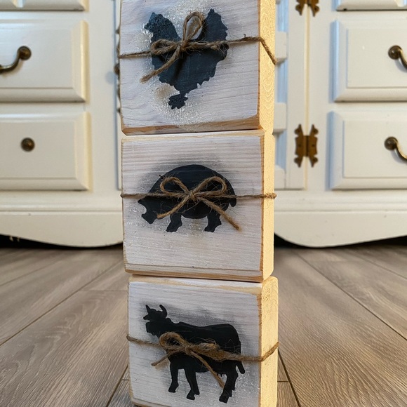 Holiday | Set Of Three Rustic Farmhouse Animals Blocks | Poshmark